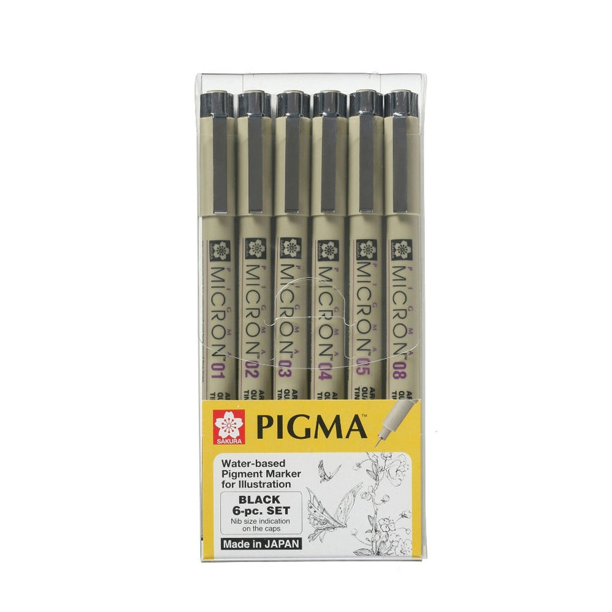 Sakura Pigma Micron 6 Pen Black Ink Set – Art Parts Fine Arts Supplies