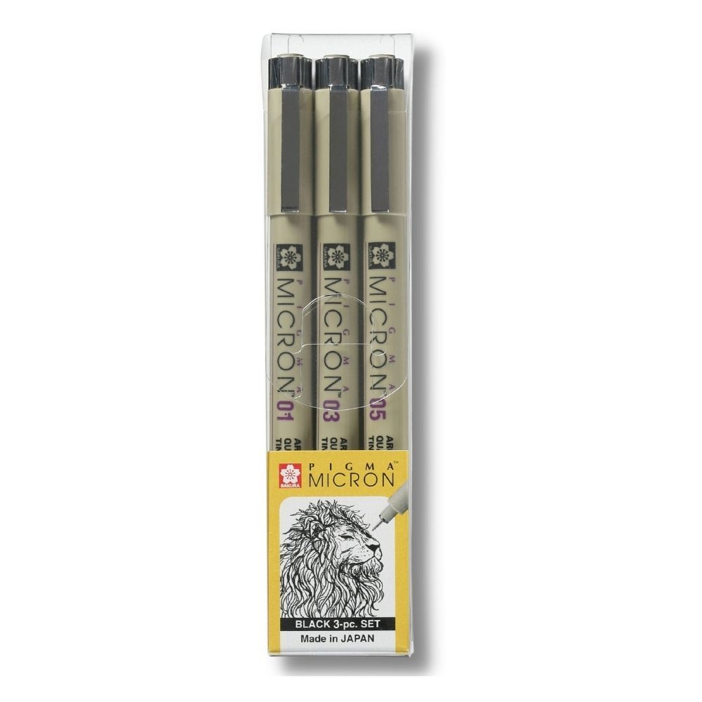 Sakura Pigma Micron 3 Pen Black Ink Set 3A – Art Parts Fine Arts Supplies